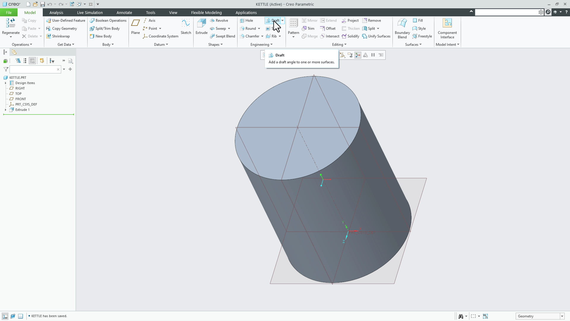 Create Draft Features | tutorial | PTC Learning Connector