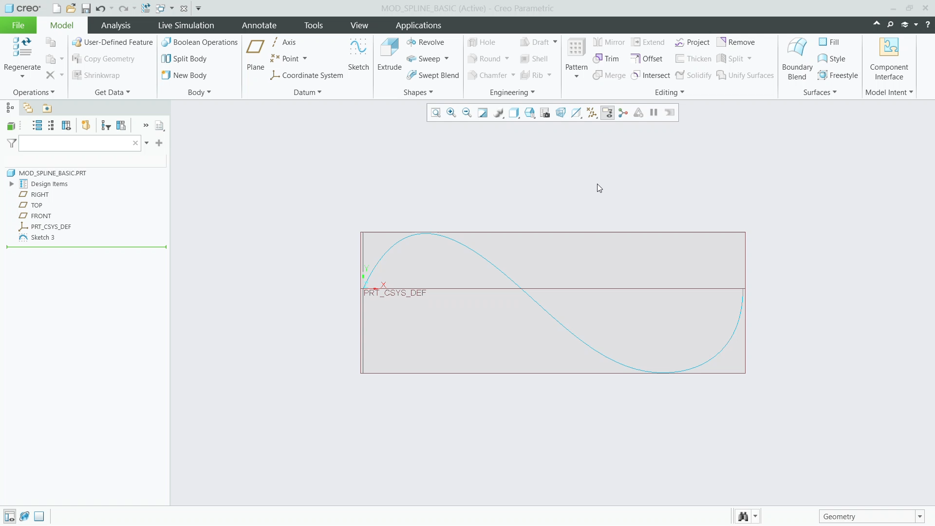 Modify Splines – Basic Operations | tutorial | PTC Learning Connector