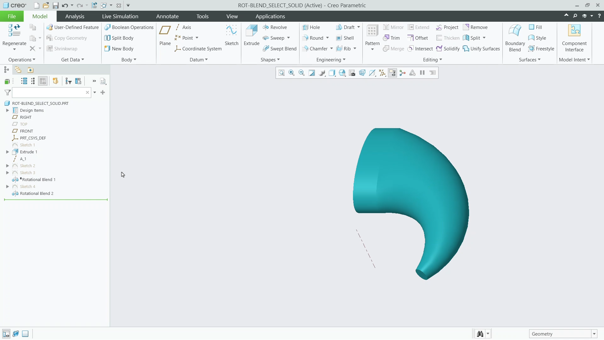 Create Rotational Blends by Selecting Sections | tutorial | PTC ...