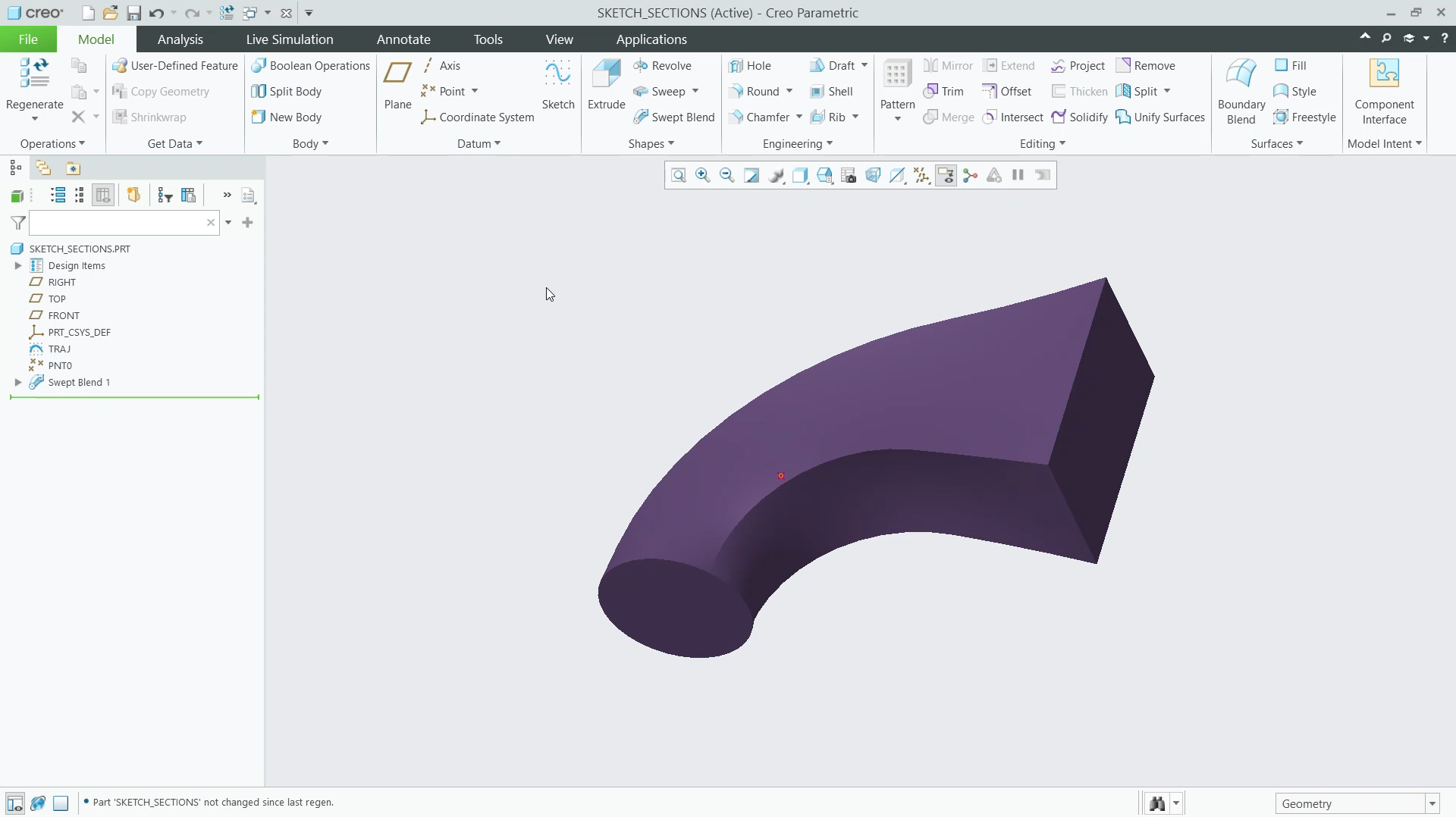 Create Swept Blends by Sketching Sections | tutorial | PTC Learning Connector