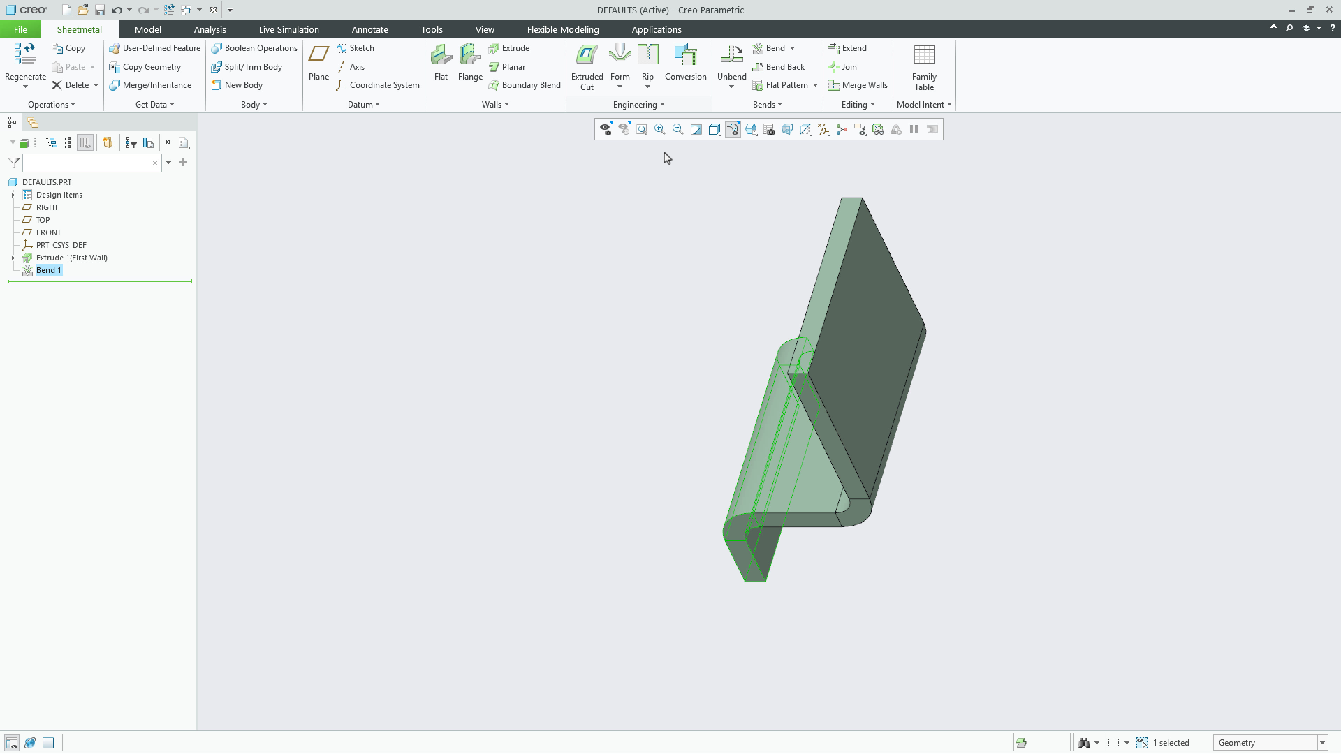 Sheetmetal Defaults and Parameters | tutorial | PTC Learning Connector