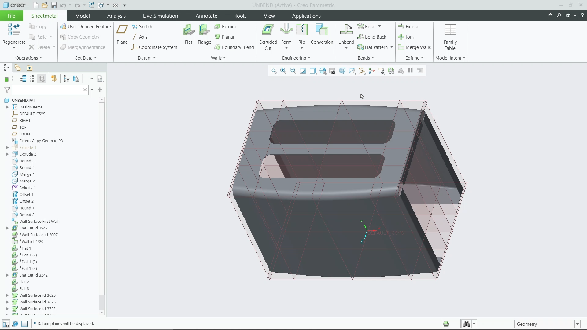 Create Unbend Features | tutorial | PTC Learning Connector