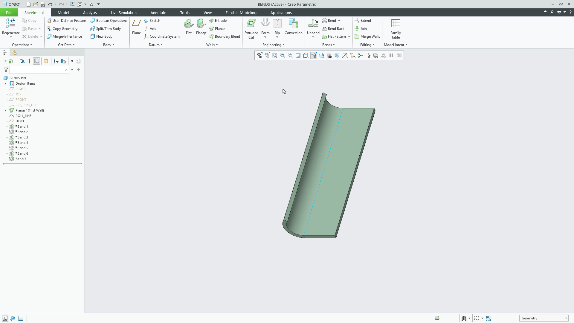 Create Bend Features | tutorial | PTC Learning Connector