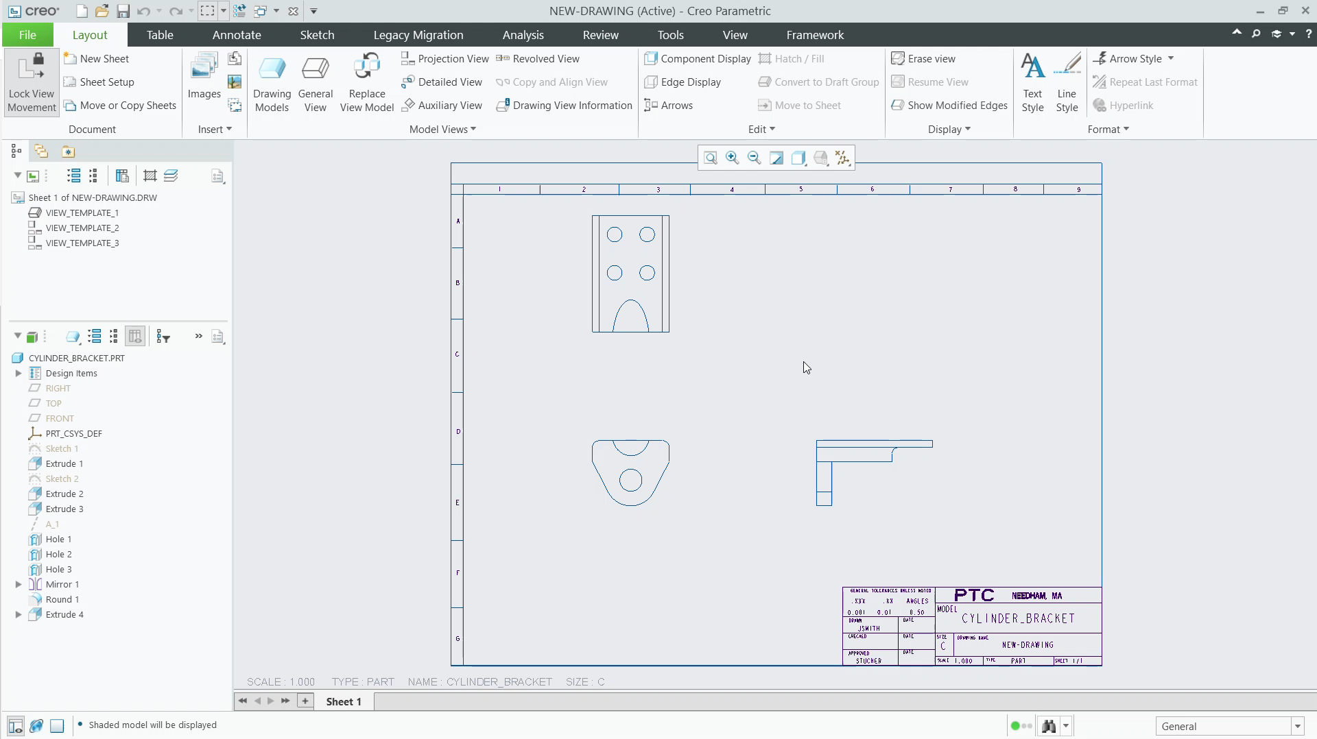 Create New Drawings Using Drawing Templates | tutorial | PTC Learning ...