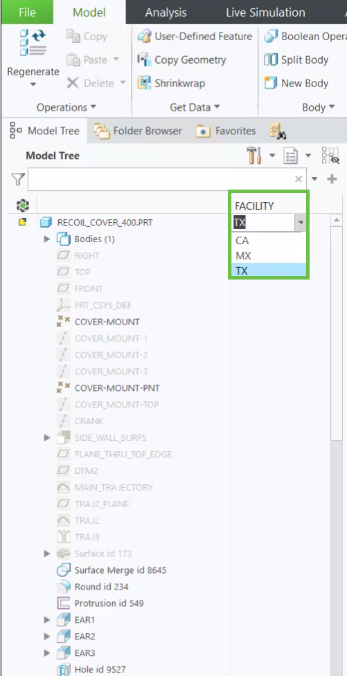 Add a Parameter to the Model Tree | tutorial | PTC Learning Connector