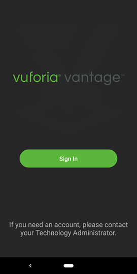 Sign In to the Vuforia Vantage App | tutorial | PTC Learning Connector