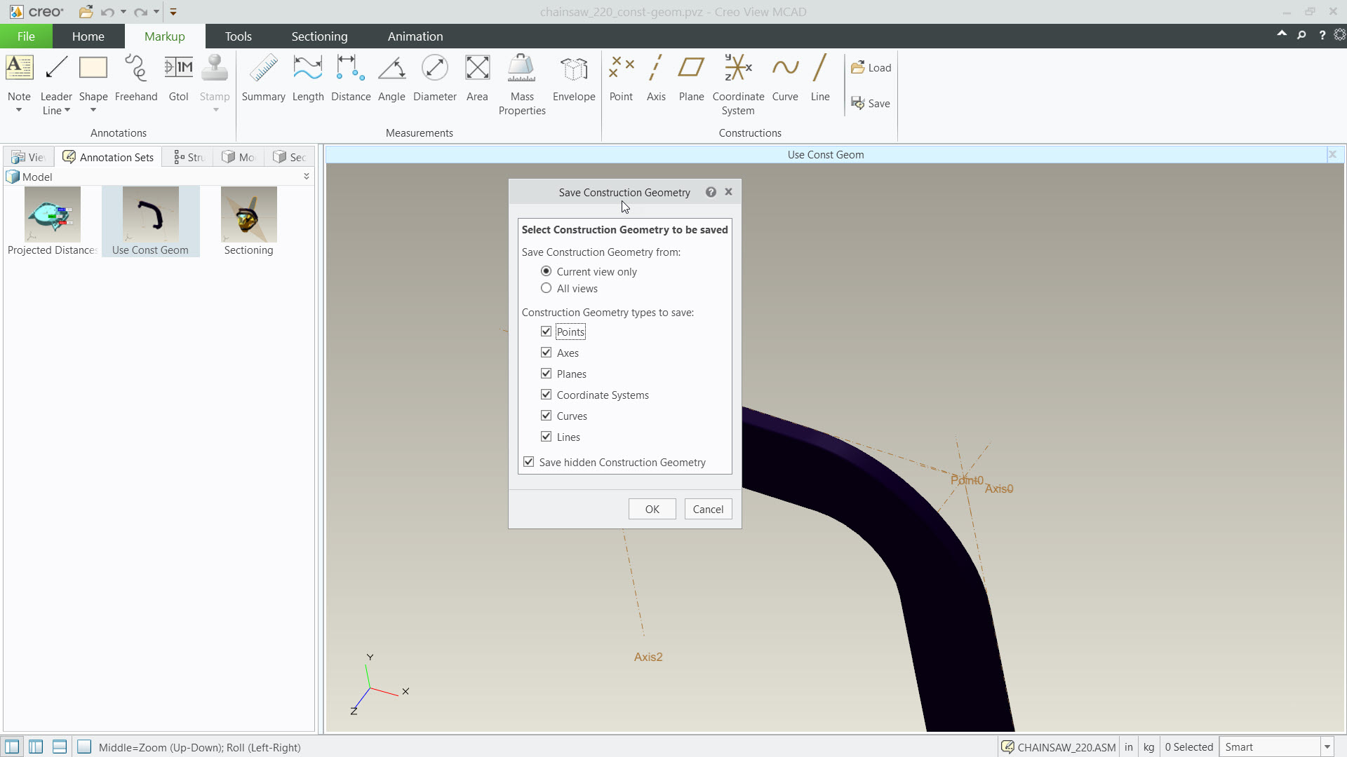 Save and Load Construction Geometry | tutorial | PTC Learning Connector