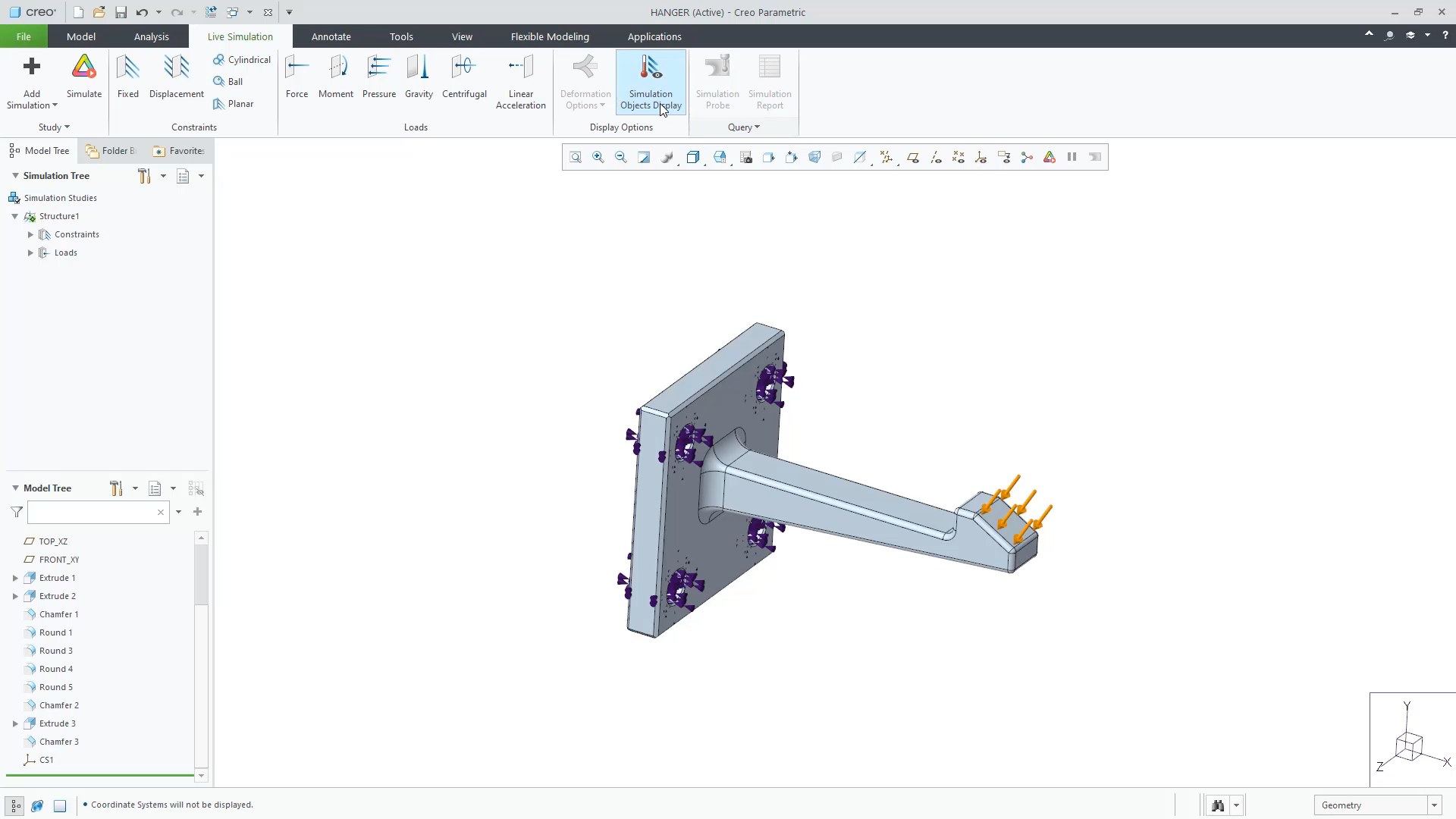 Show and Hide Loads and Constraints in Creo Simulation Live | tutorial ...