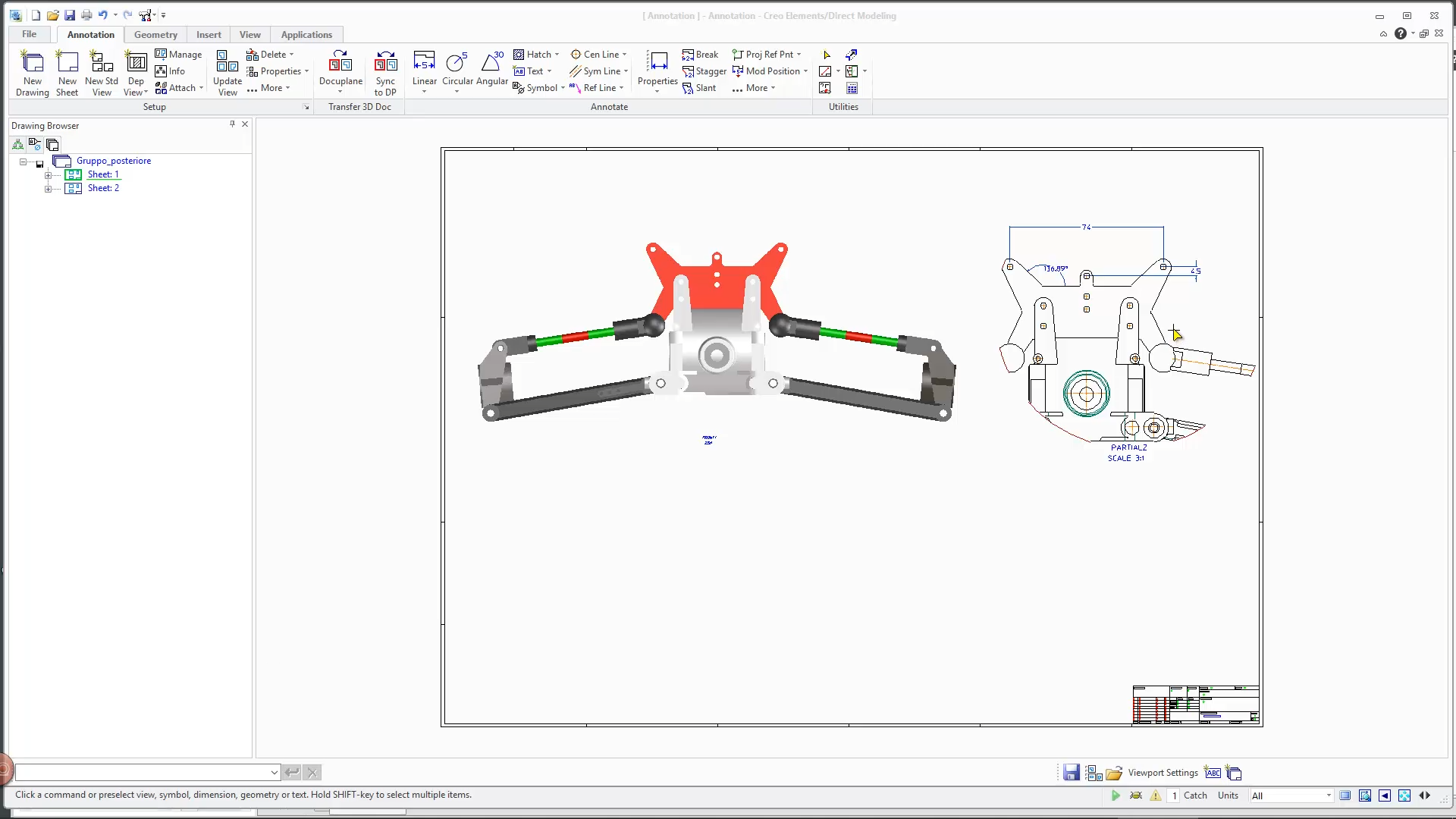 Import Associative Drawing Models from Creo Elements/Direct with Cutaway Section Views ...