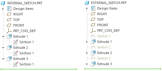 Internal vs. External Sketches | tutorial | PTC Learning Connector