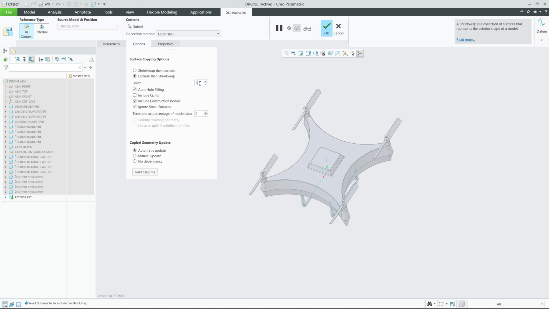 Create Shrinkwrap Features | tutorial | Playlist | PTC Learning Connector