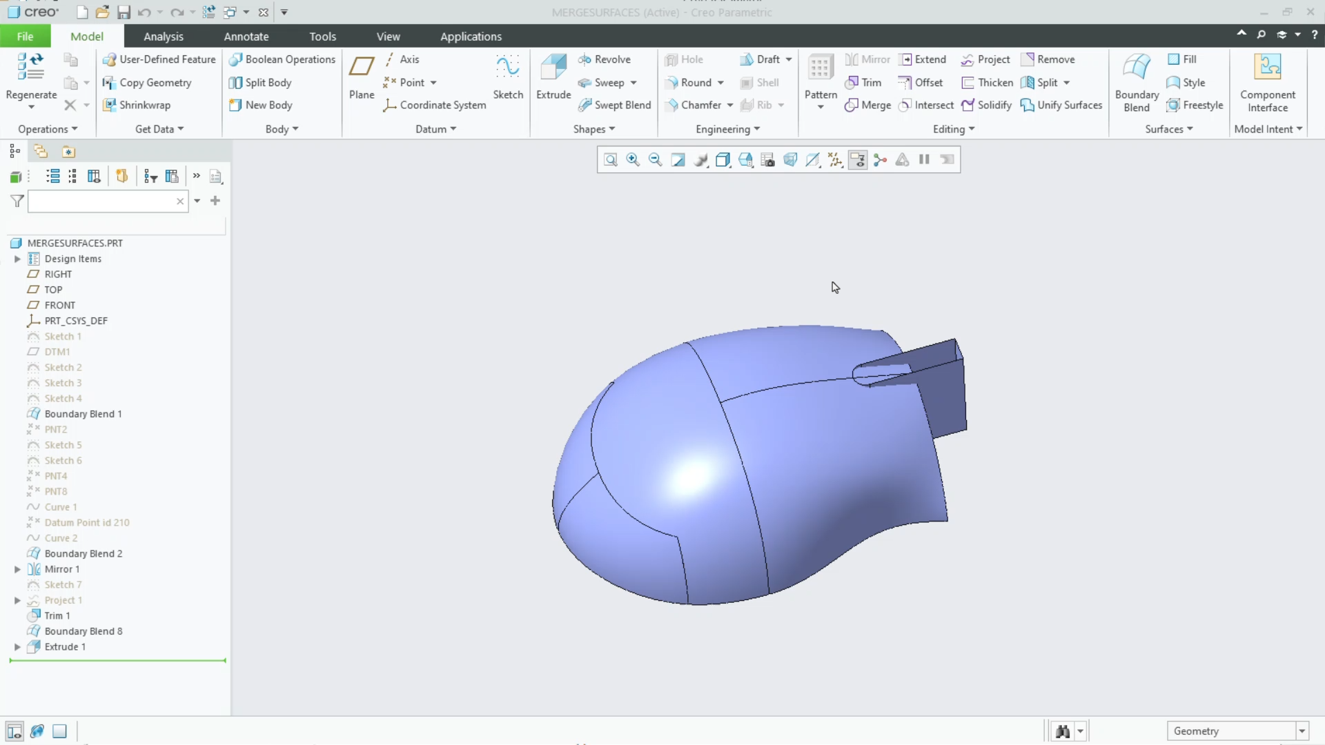 Merge Surfaces | tutorial | Playlist | PTC Learning Connector
