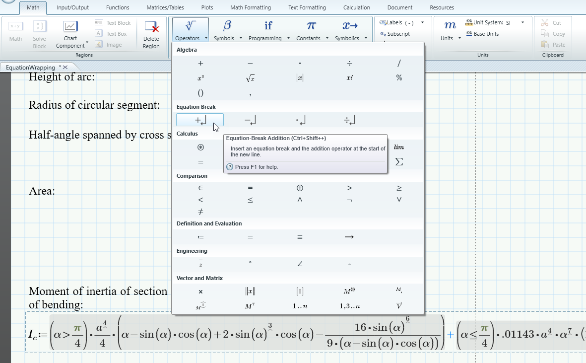Equation Wrapping in Mathcad Prime | tutorial | PTC Learning Connector