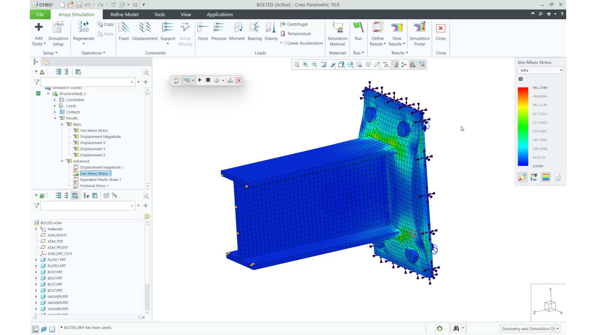 Creo Ansys - Non Linear Contact | tutorial | PTC Learning Connector