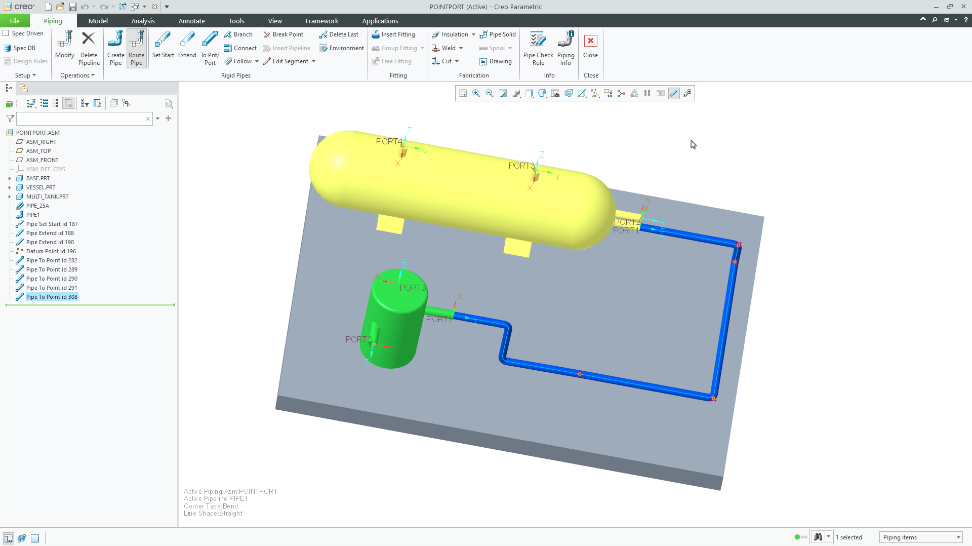Route a Pipeline Using Points and Ports | tutorial | Playlist | PTC ...