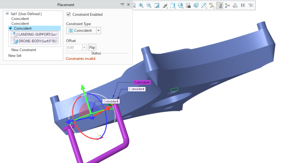 Assembly Constraints and Constraint Status | tutorial | PTC Learning Connector