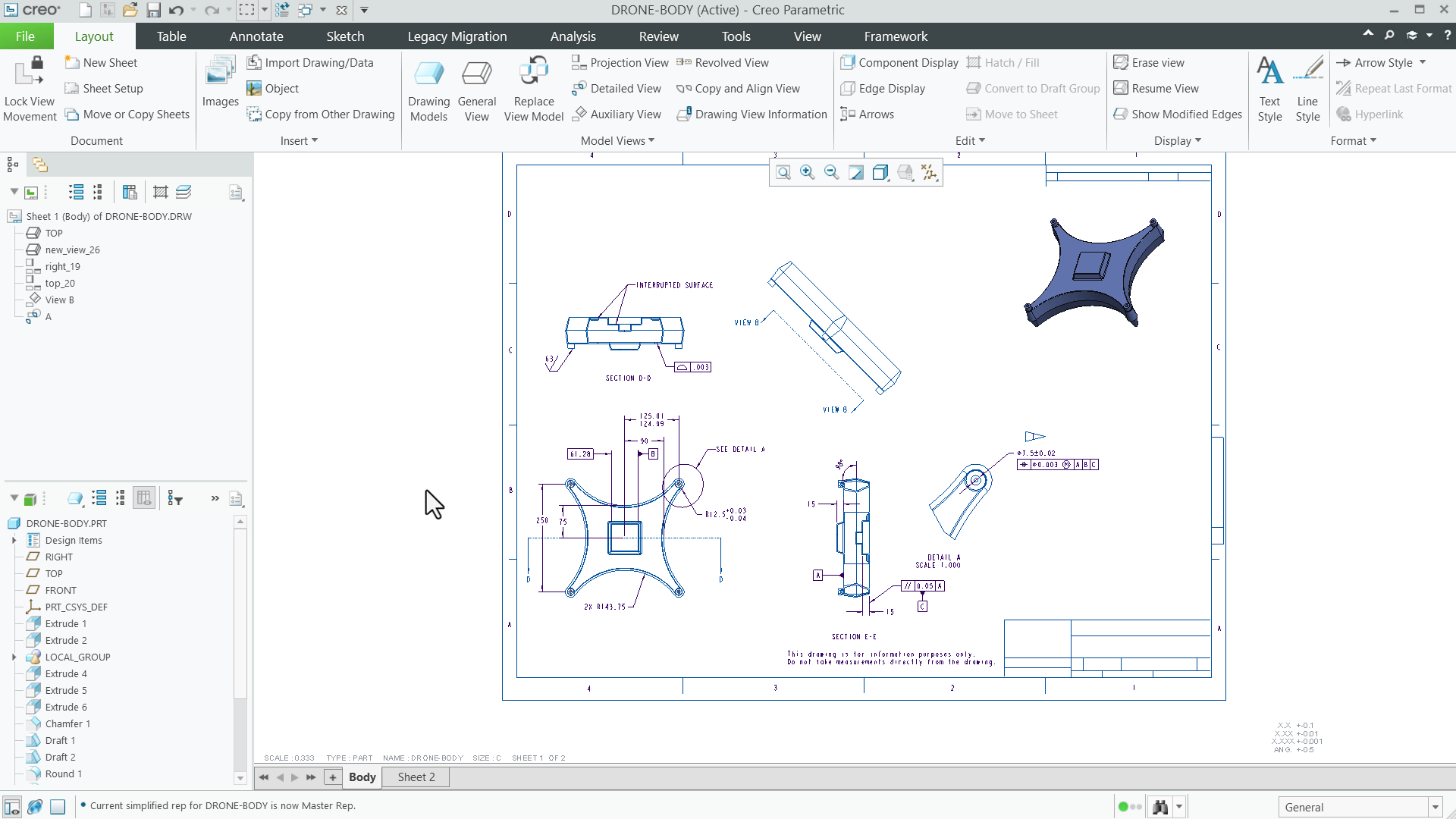 Apply an Exploded View to a Drawing | tutorial | PTC Learning Connector