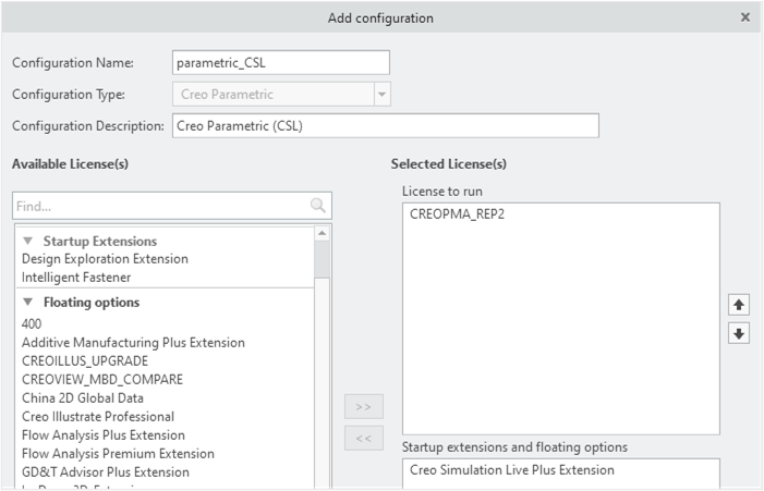 License Configurations | tutorial | PTC Learning Connector