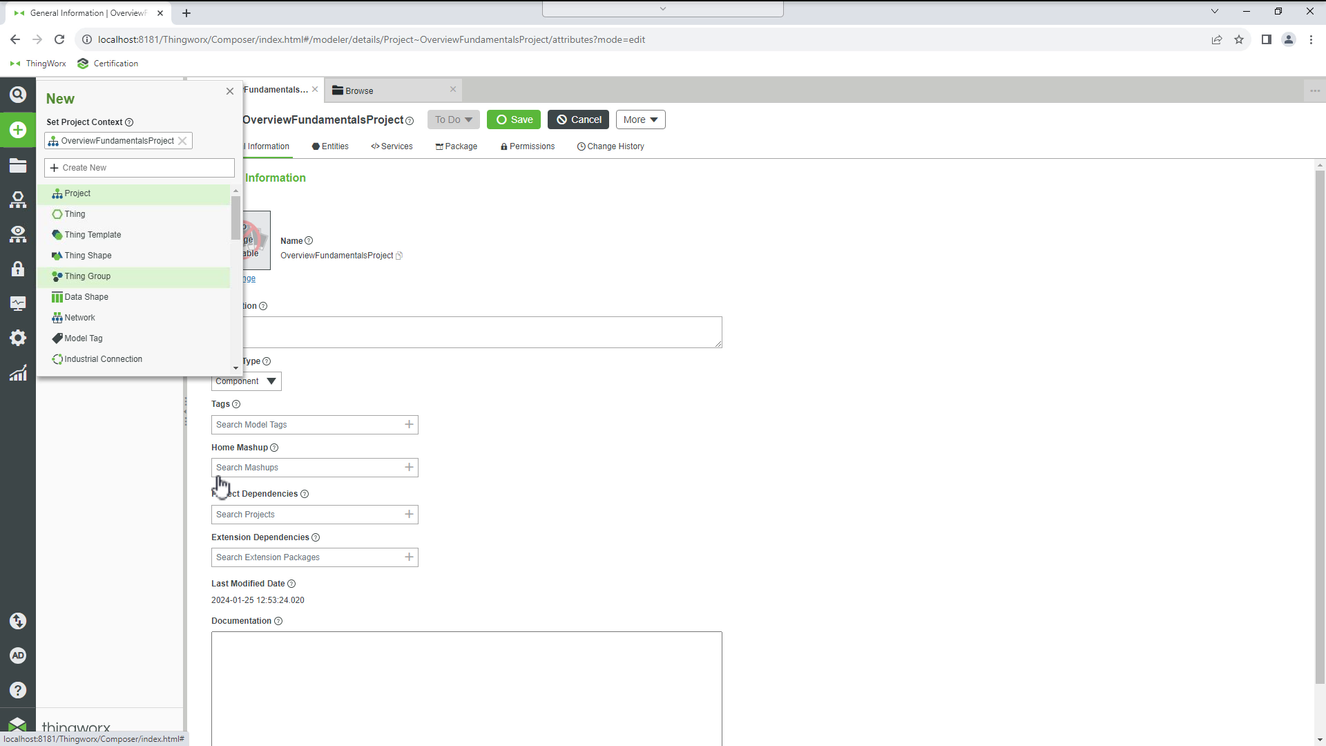 Create and Set the Project | tutorial | PTC Learning Connector