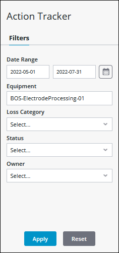 Filter in Action Tracker | tutorial | PTC Learning Connector