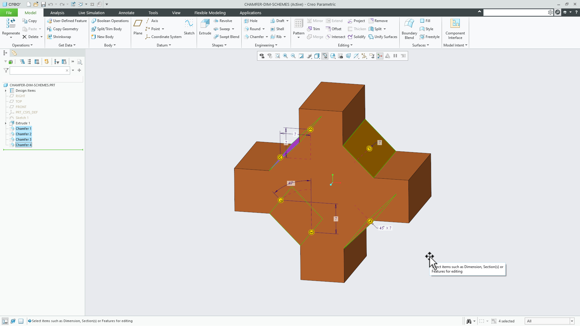 Create Chamfer Features | tutorial | PTC Learning Connector