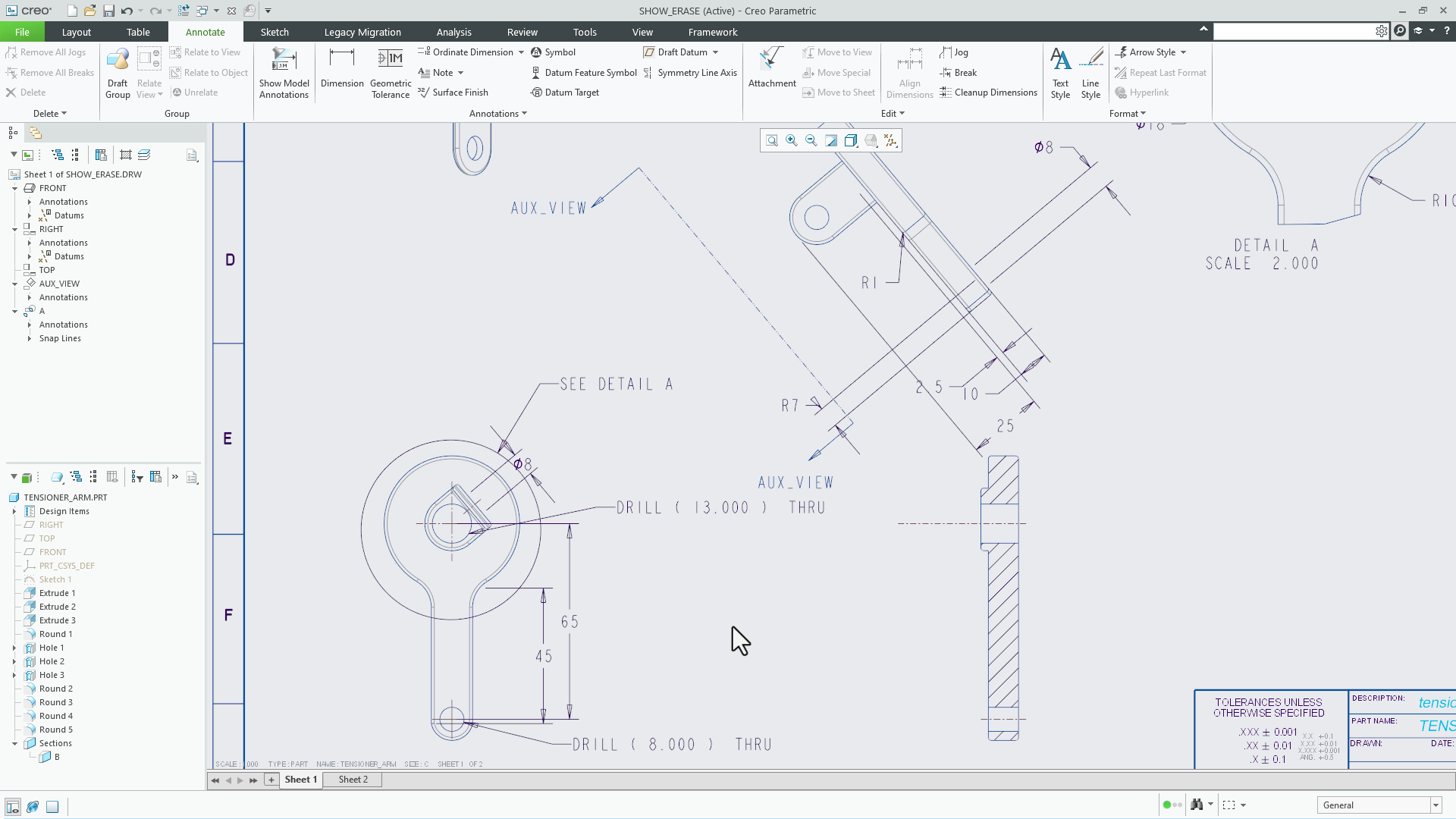 Show and Cleanup Dimensions | tutorial | PTC Learning Connector