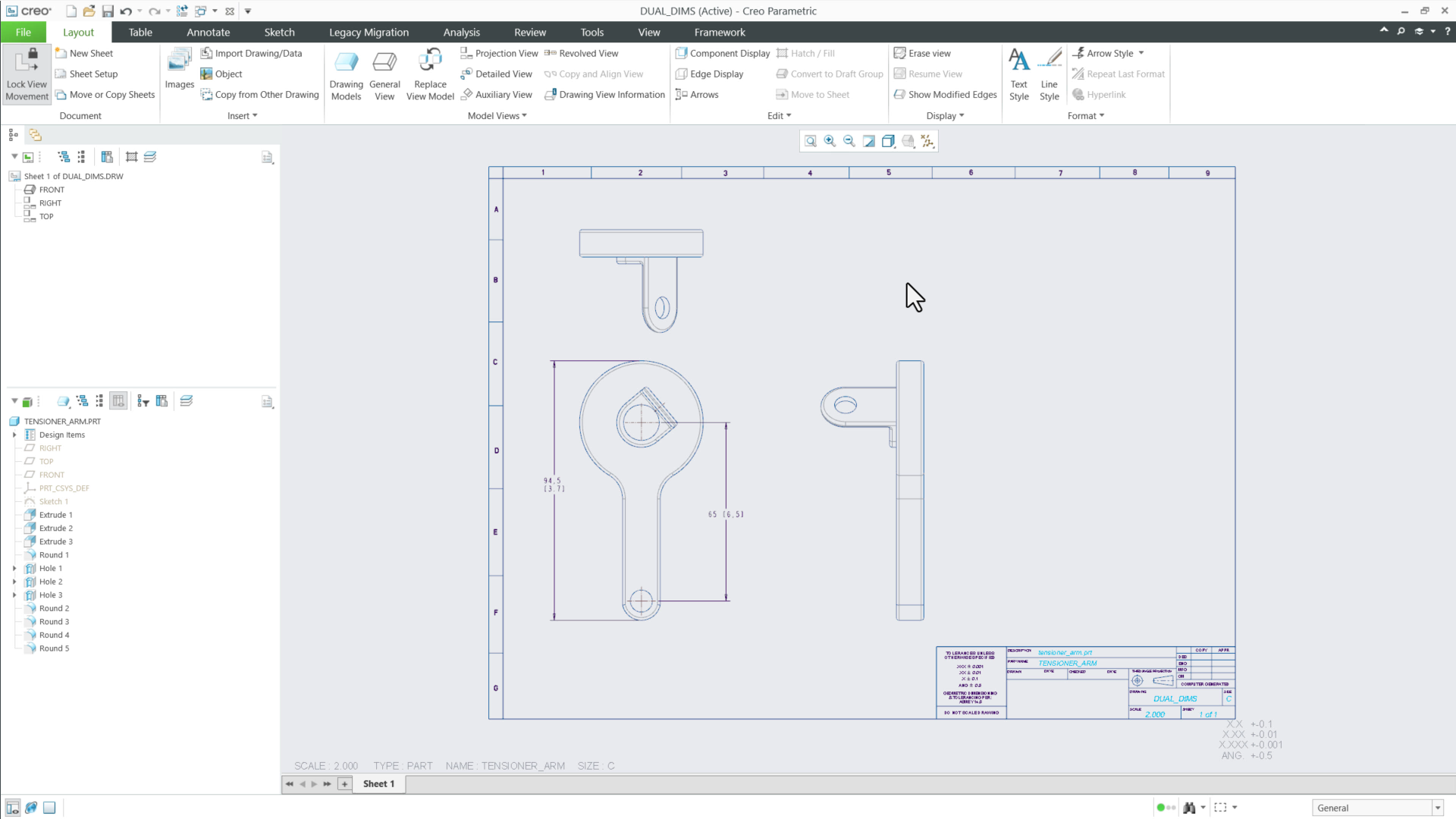 Utilize Dual Dimensions | tutorial | PTC Learning Connector