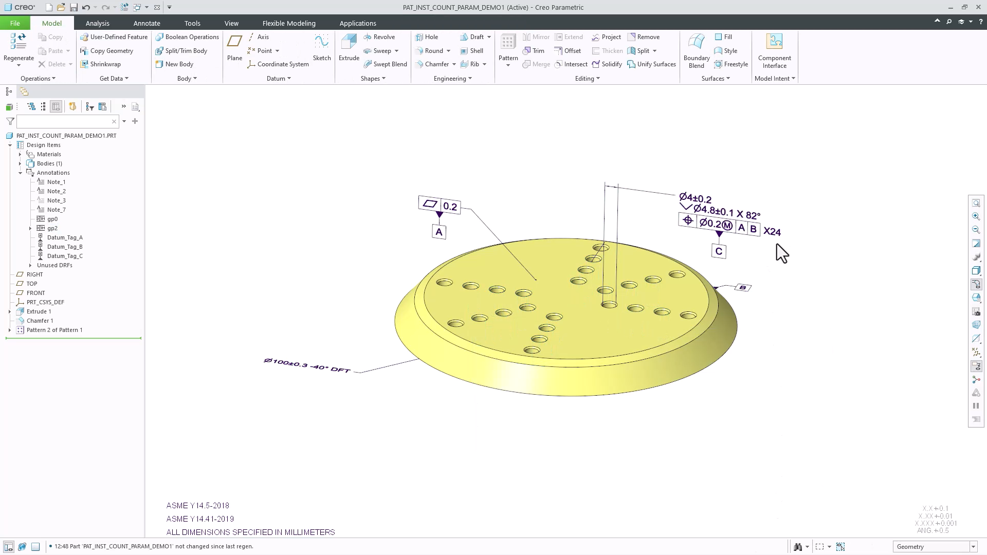 Use Parameters in Geometric Tolerances | tutorial | PTC Learning Connector