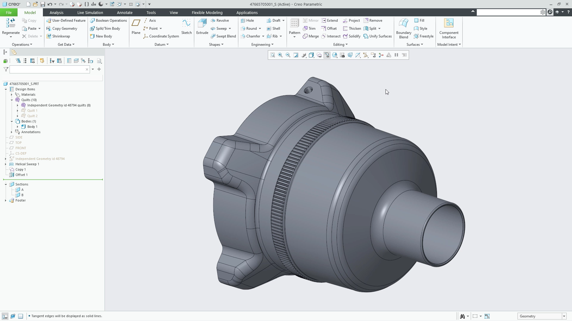 Tangent Edges Display Setting | tutorial | PTC Learning Connector