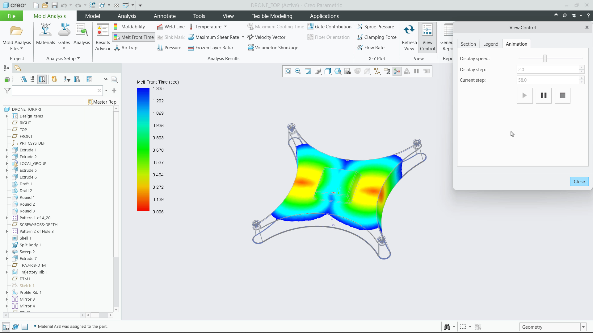 Review Mold Analysis Results | tutorial | PTC Learning Connector