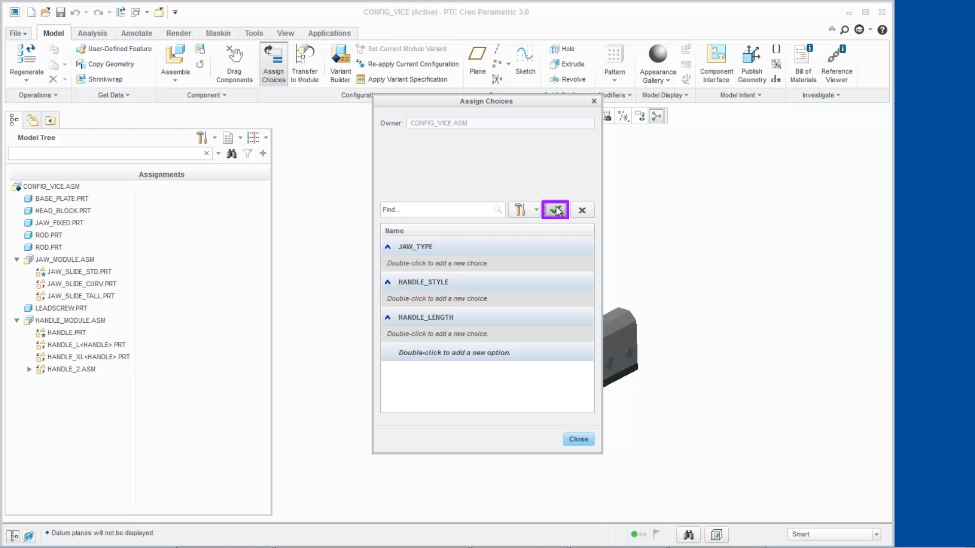 Defining Options | tutorial | PTC Learning Connector