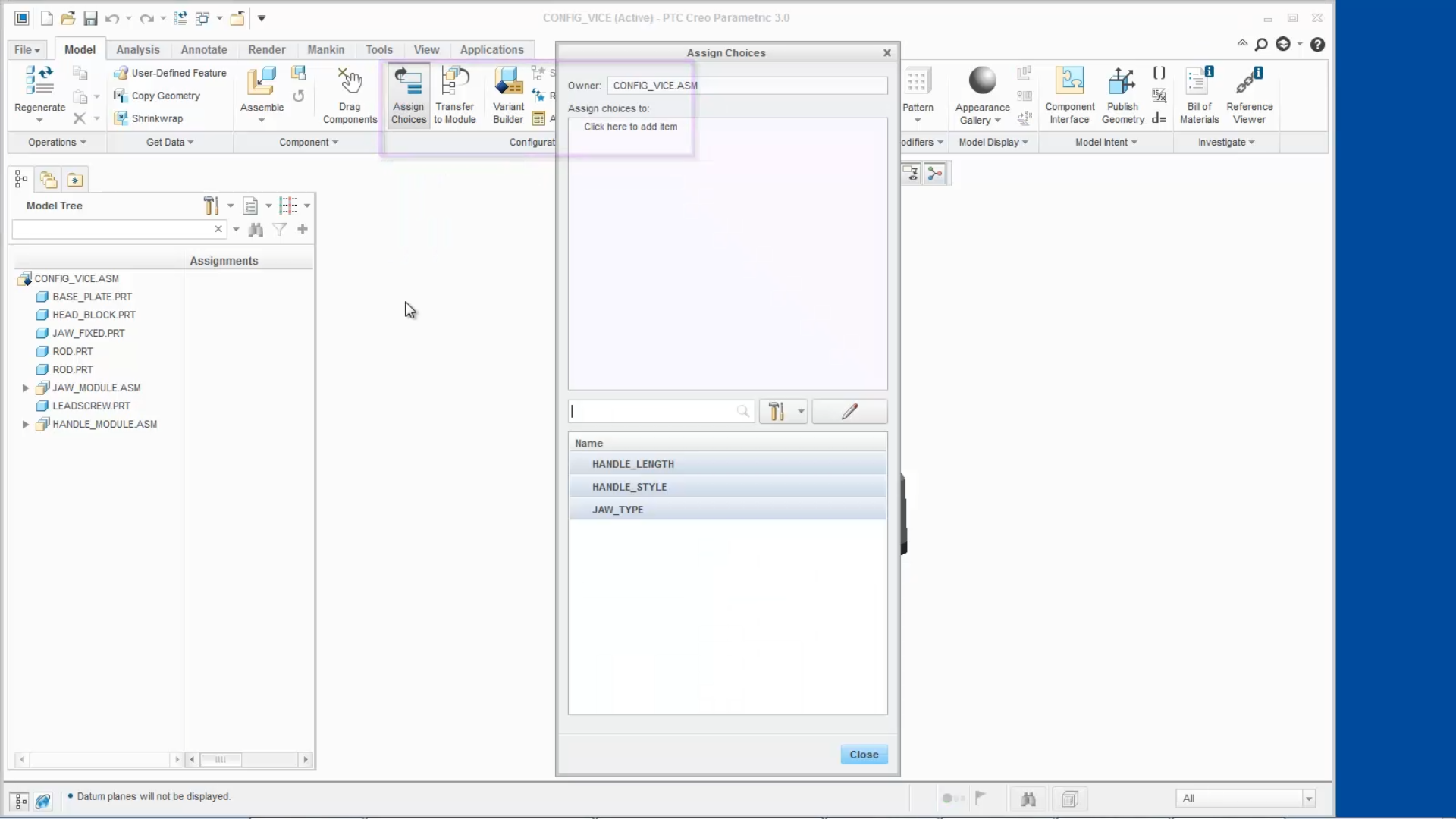 Defining Choices | tutorial | PTC Learning Connector
