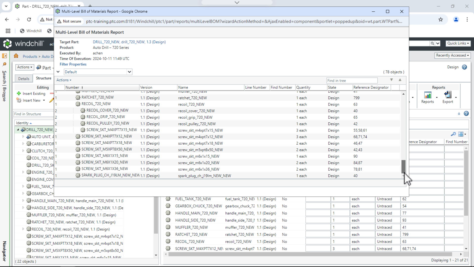 Product Structure Report | tutorial | PTC Learning Connector