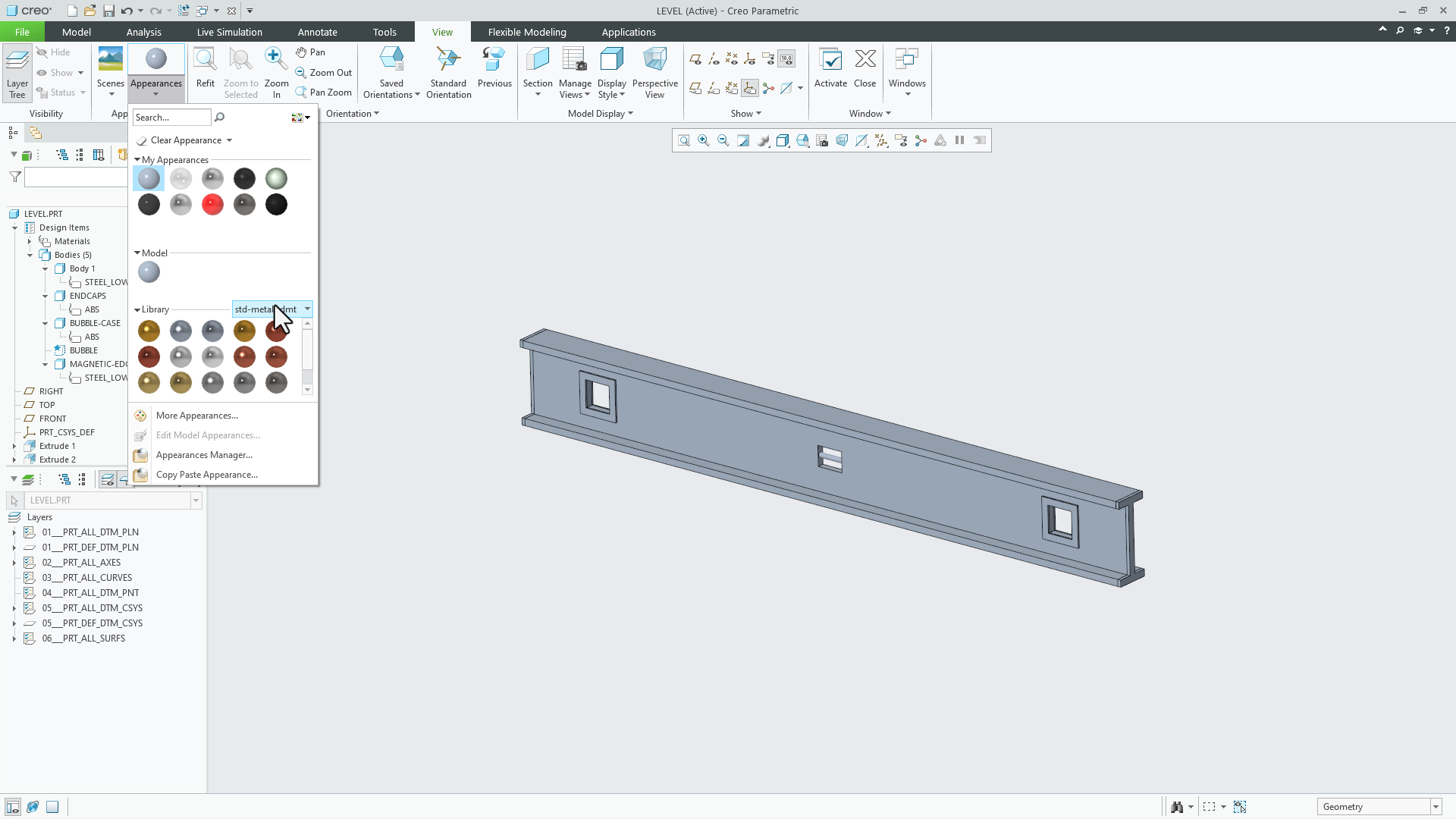Apply Appearances and Materials to Multibody Geometry | tutorial | Playlist | PTC Learning Connector