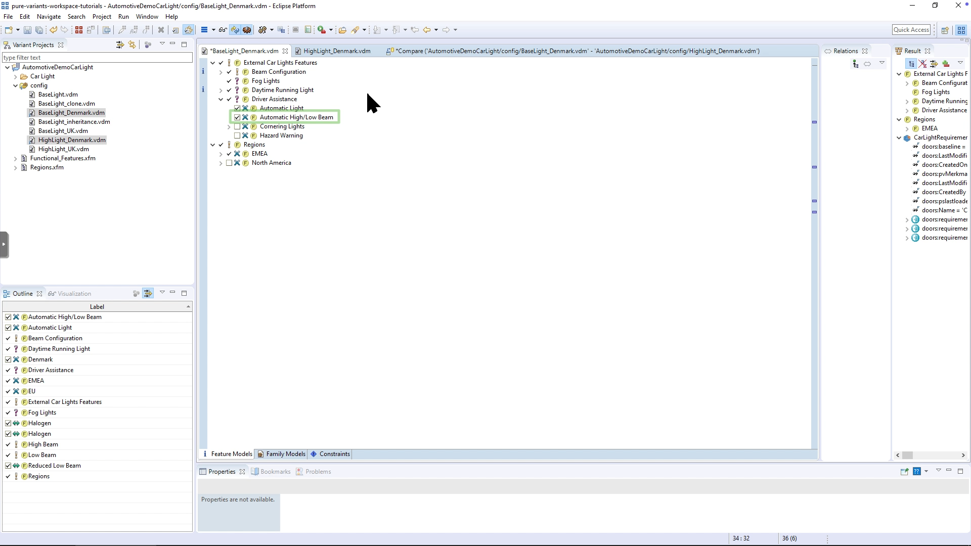 Analyze Variant Models in the Compare Editor | tutorial | PTC Learning ...