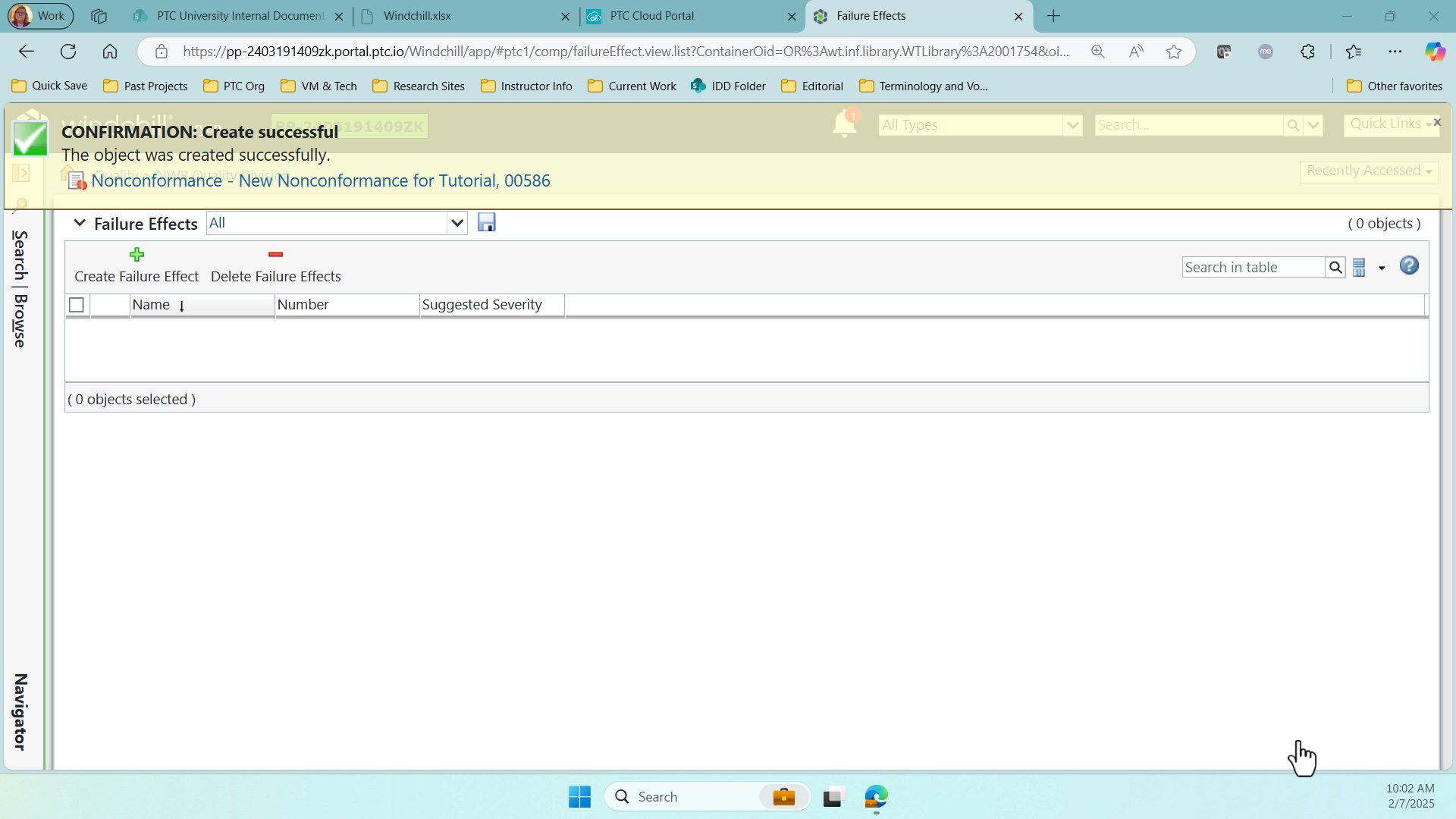 Create a New Nonconformance | tutorial | PTC Learning Connector