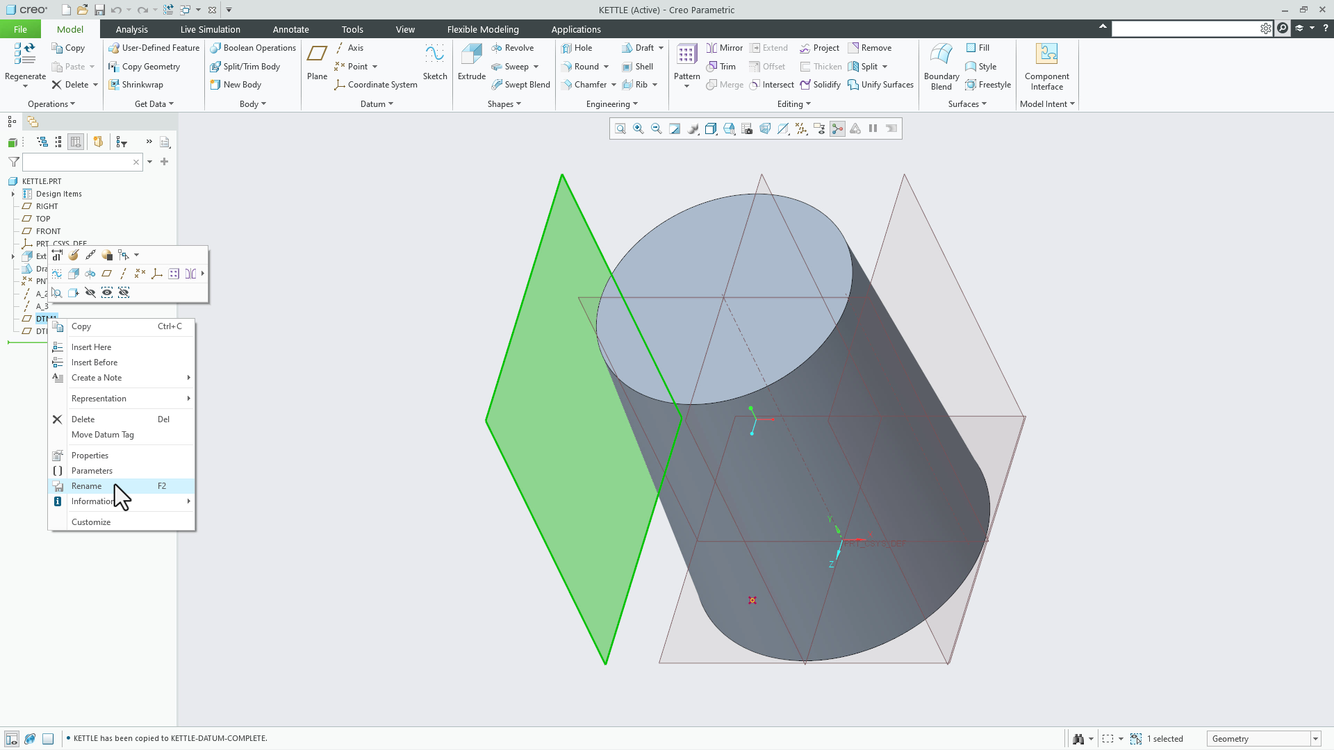 Rename Model Features | tutorial | PTC Learning Connector