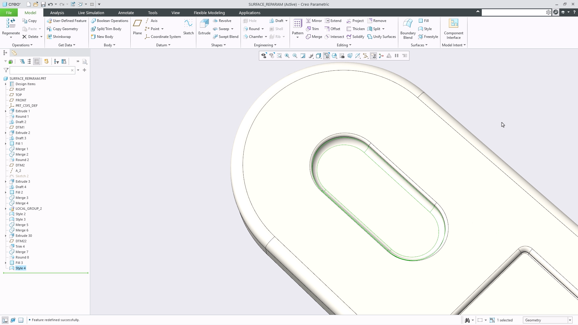 Surface Reparam Curve Lock to Segment Ends | tutorial | PTC Learning ...