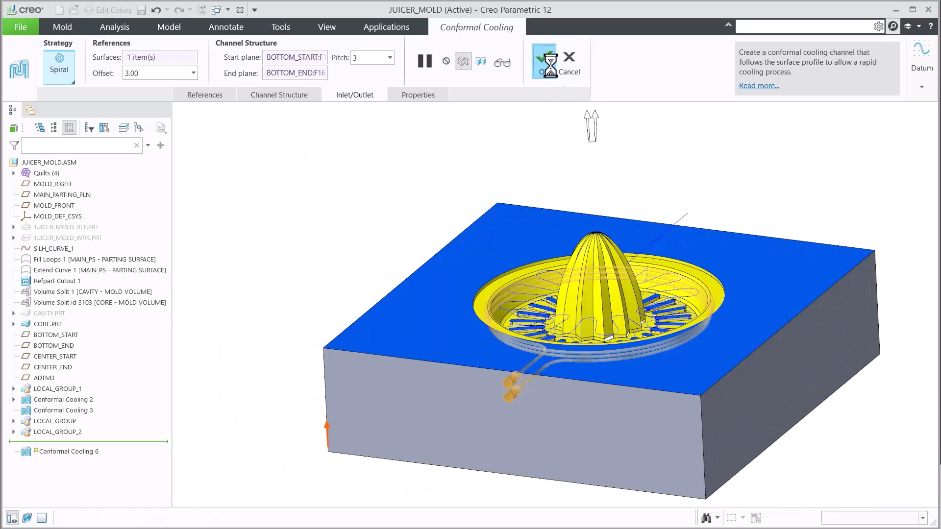 Conformal Cooling Channels in Mold Design | tutorial | PTC Learning ...