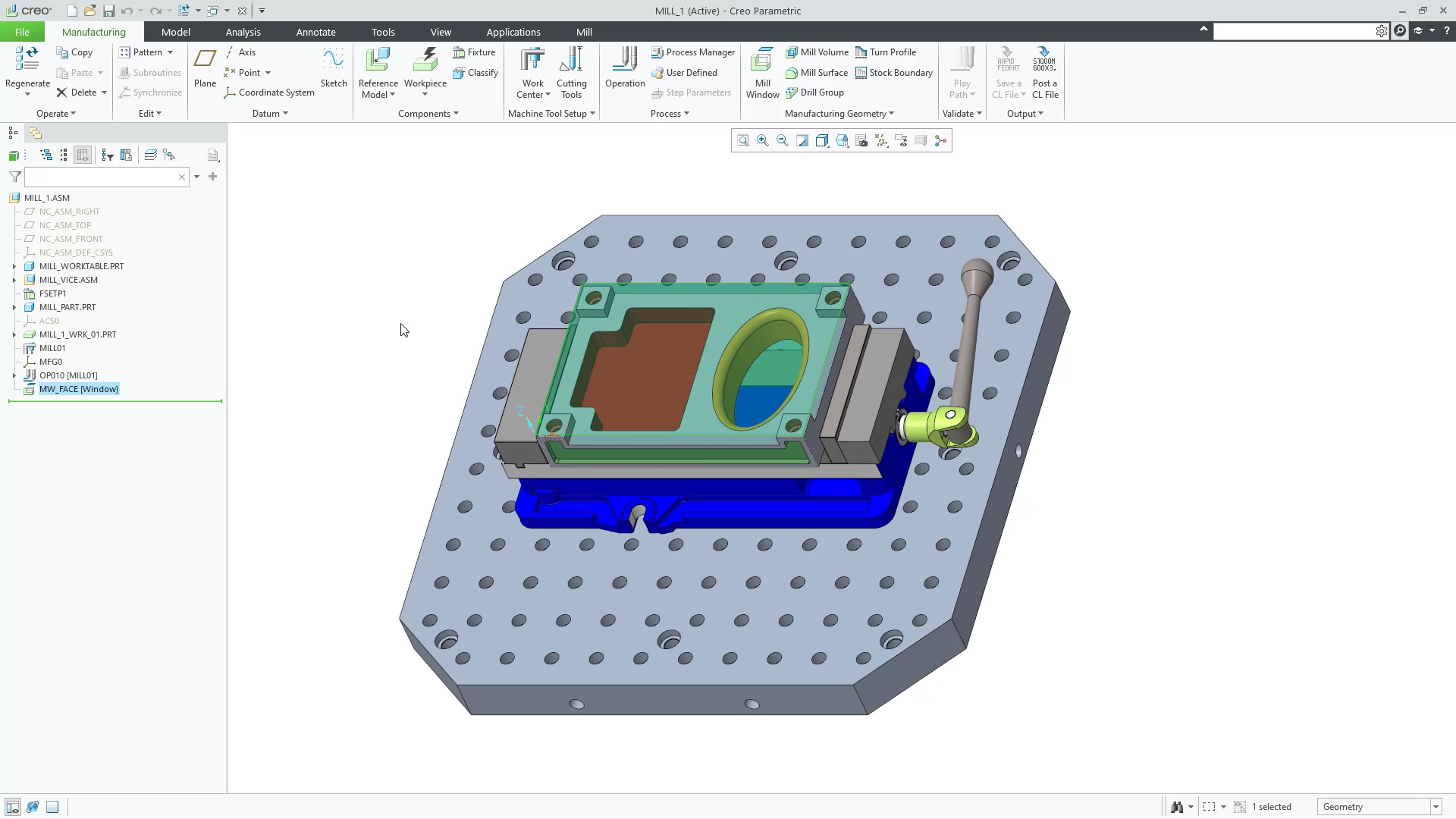Mill Window | tutorial | PTC Learning Connector