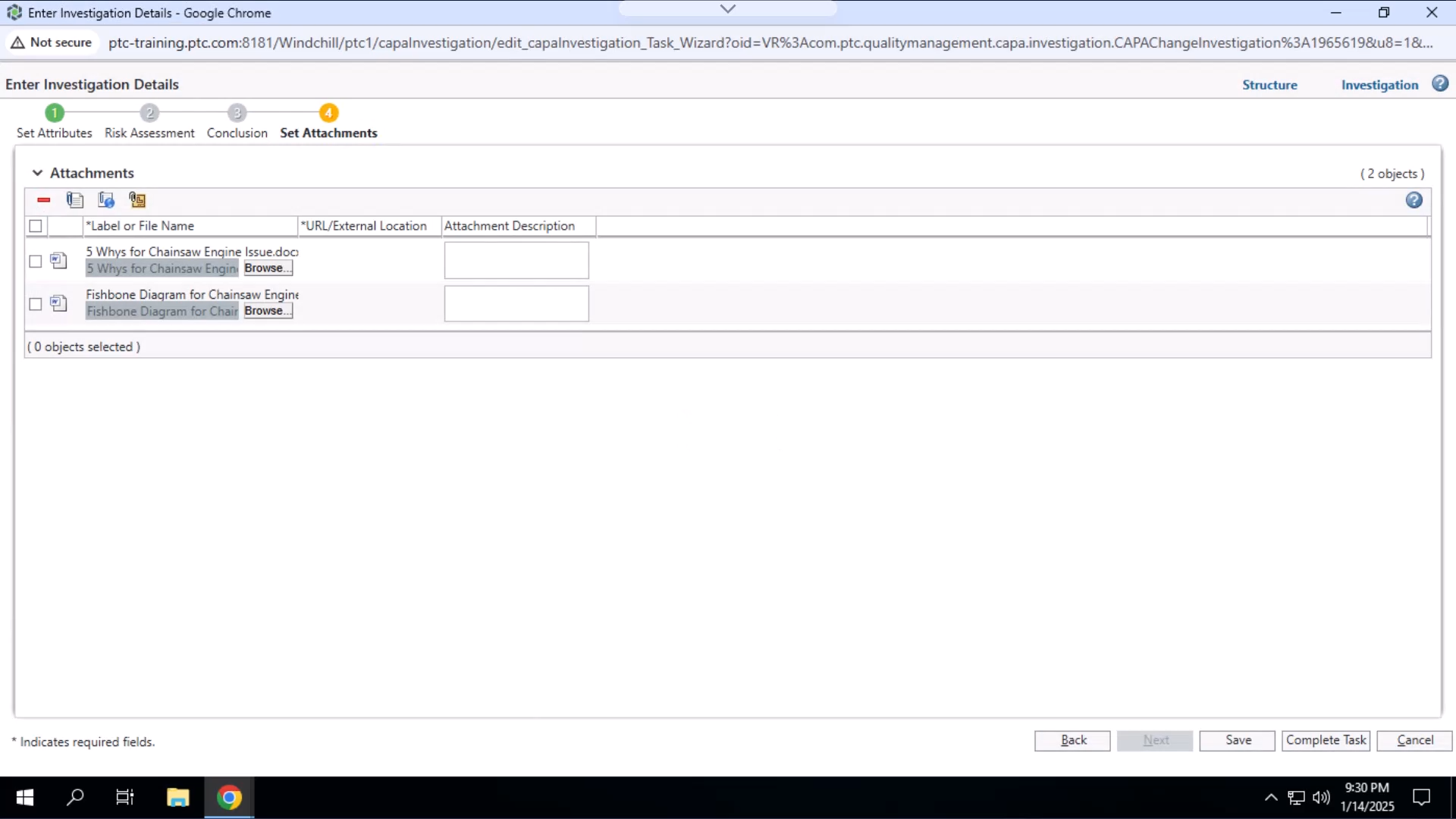 Conduct Investigation | tutorial | PTC Learning Connector