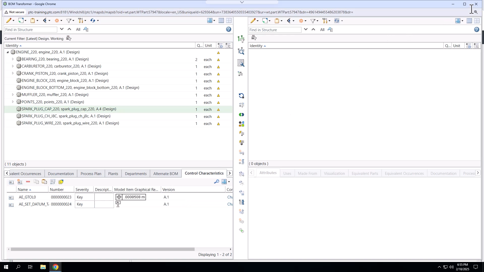 Instructor Demo - Create and Edit Control Characteristics | tutorial | PTC Learning Connector