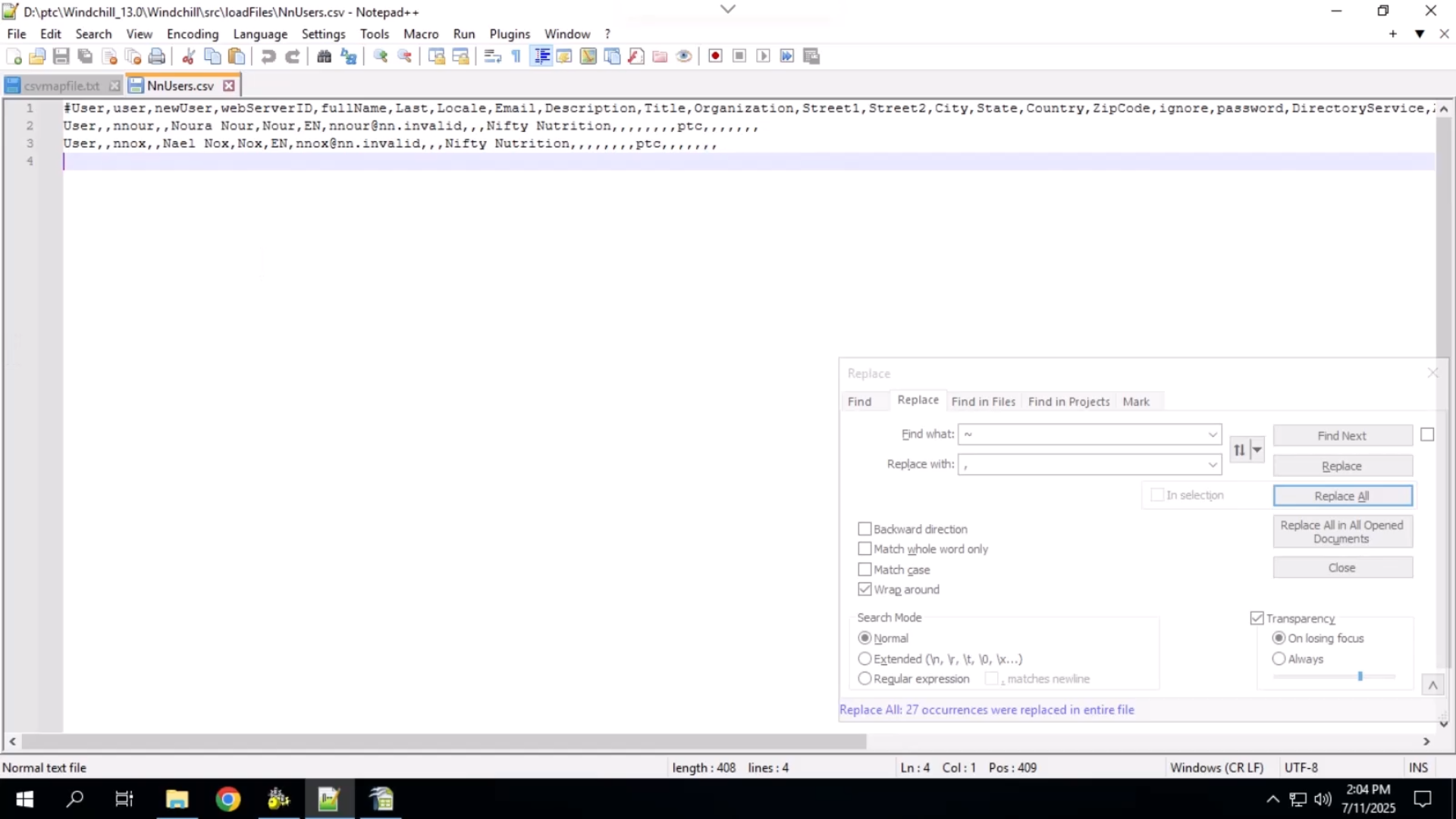 Author a CSV Load File | tutorial | PTC Learning Connector