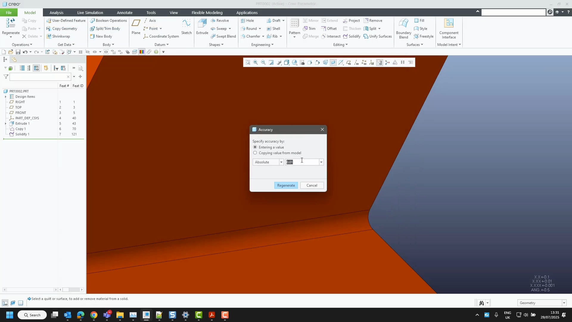 Creo Parametric Model Accuracy Settings | tutorial | PTC Learning Connector