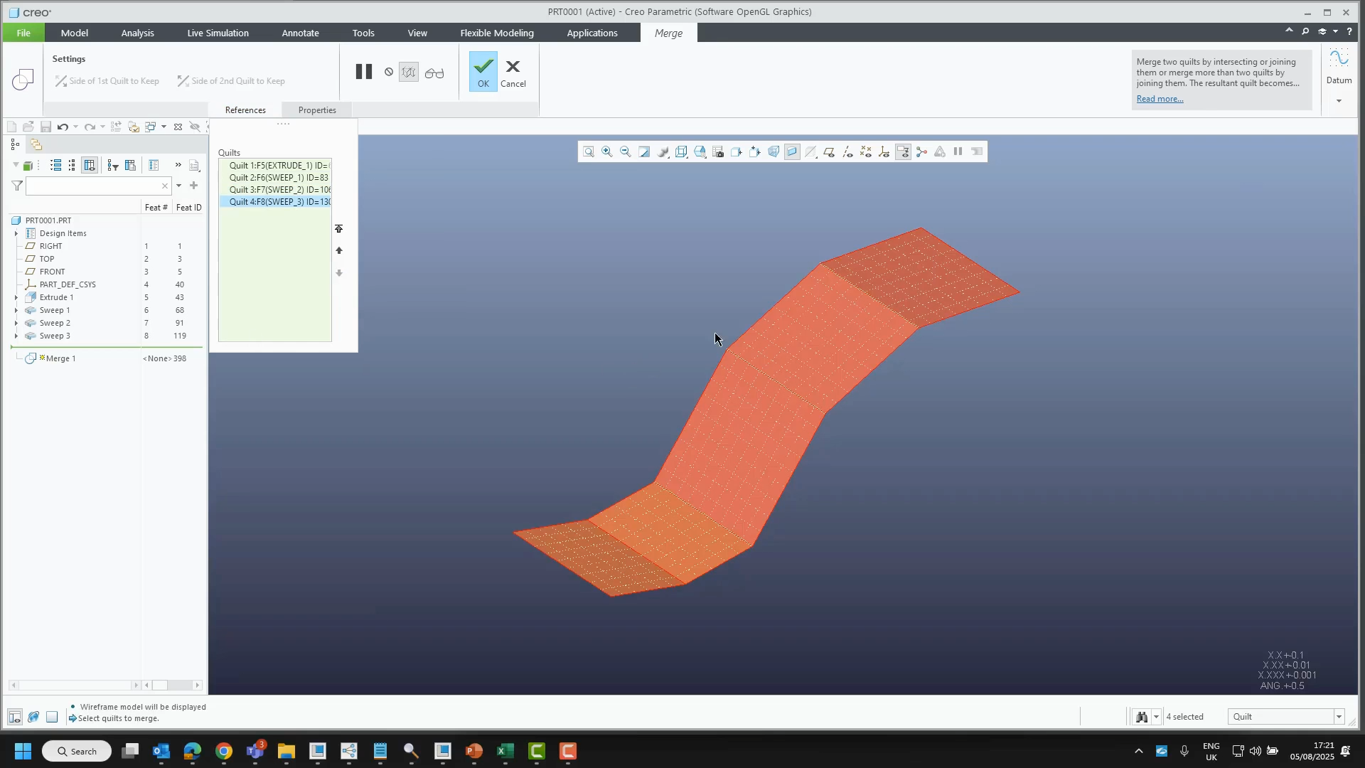 Merging Creo Parametric Surfaces and Quilts | tutorial | PTC Learning ...